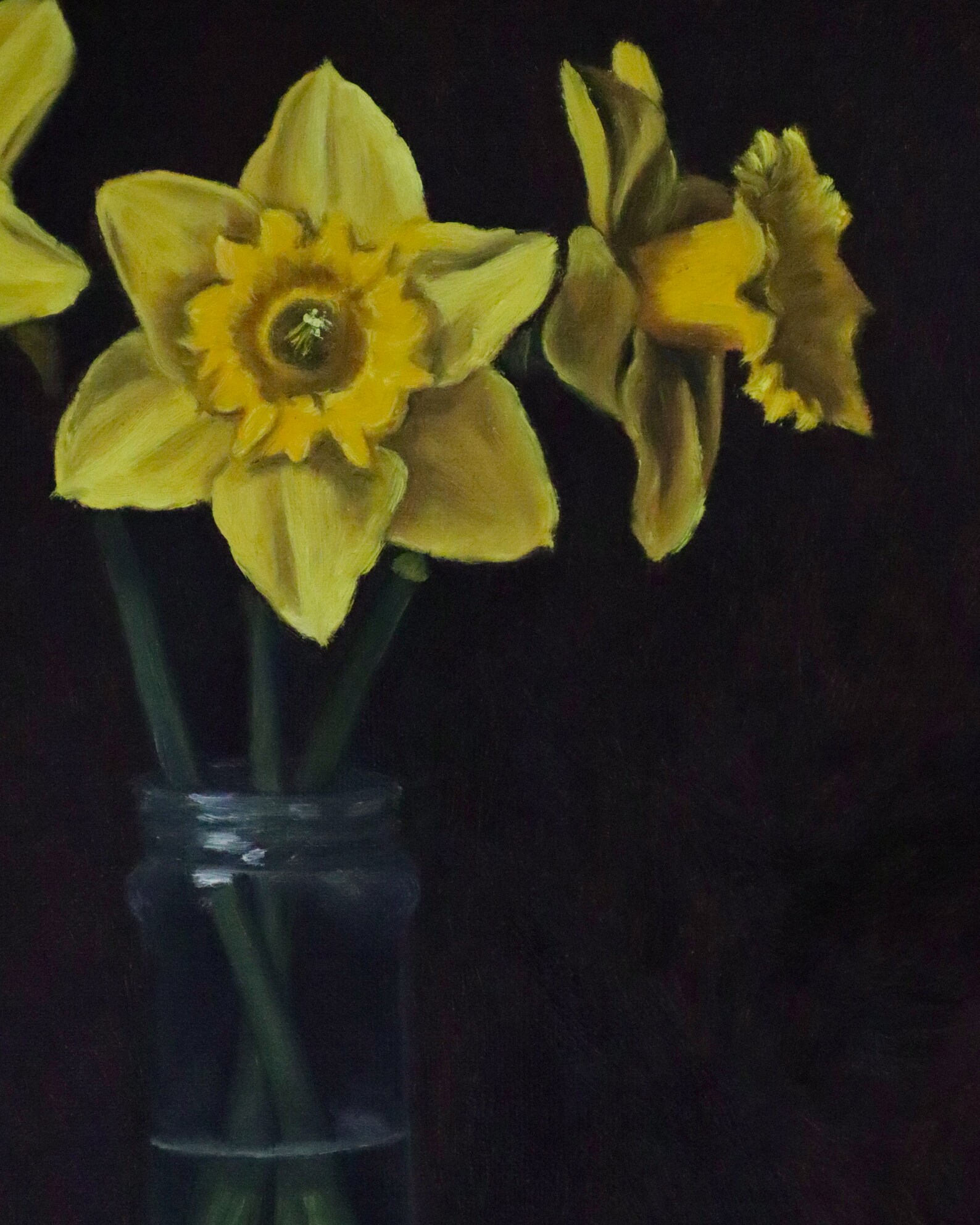 Daffodil Artwork Floral Still Life Painting on Canvas Garden Wall Art ...