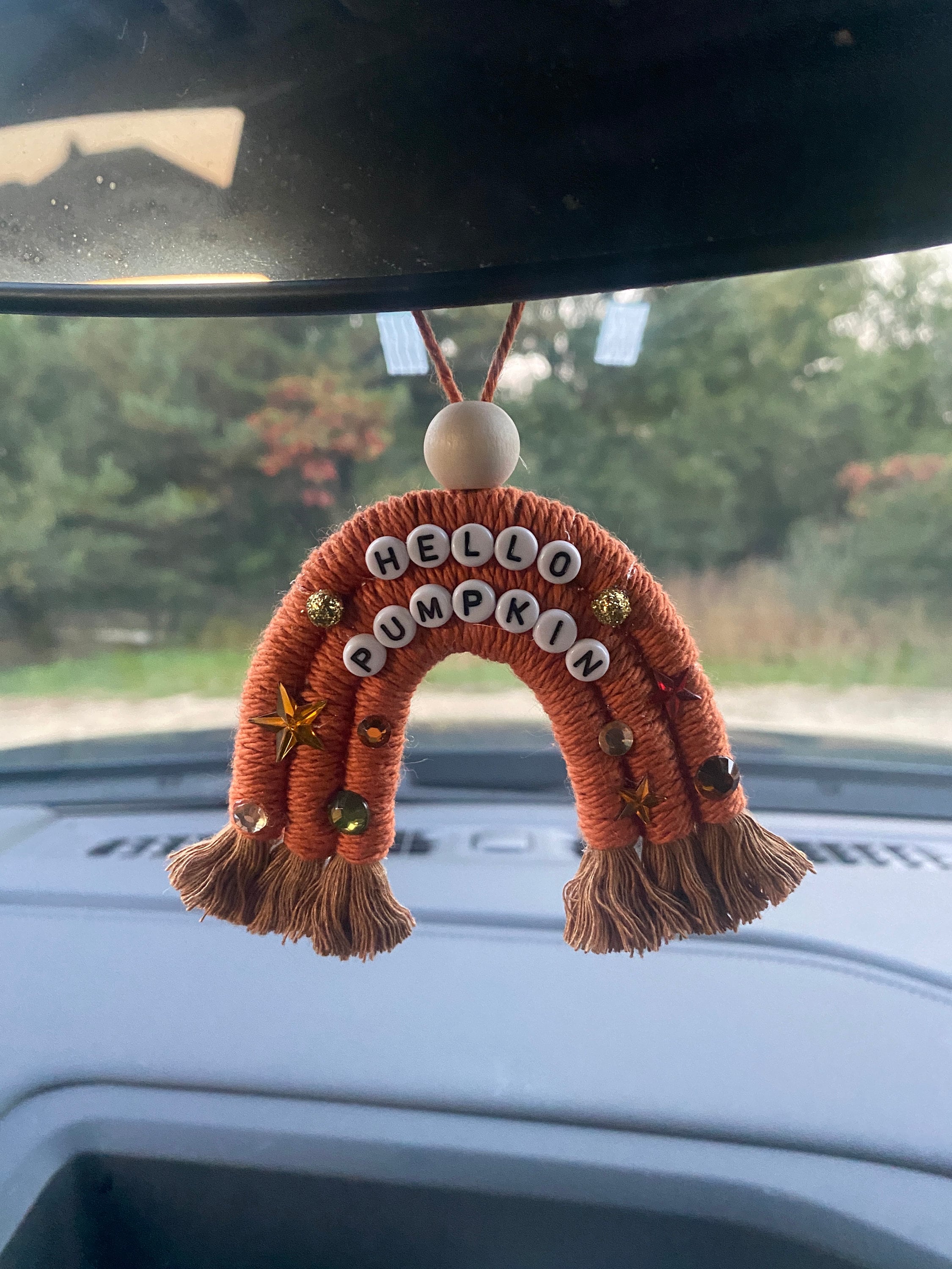 Hello Pumpkin Rainbow Car Charm | Rear View Mirror Charm | Car Decor ...