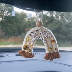 On My Way to Get Coffee Rainbow Car Charm | Rear View Mirror Charm ...