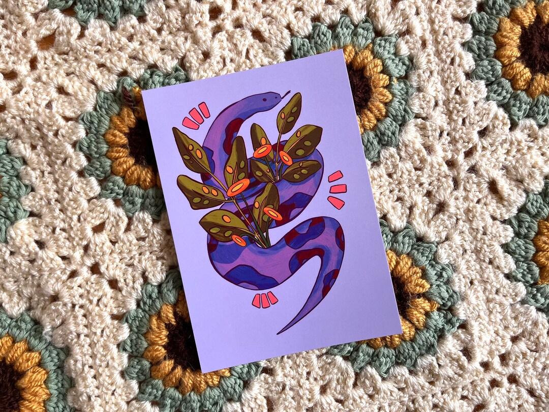 Snake Postcard Snake Art Snake Drawing Animal Drawing Animal Art ...