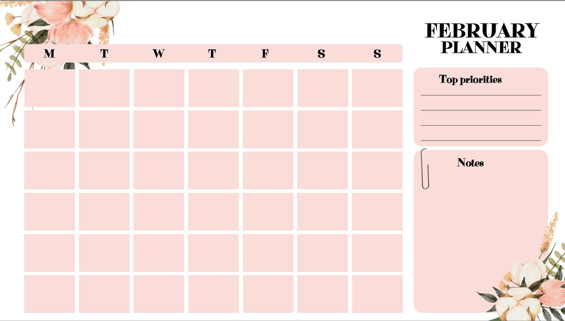 Printable Calendar flower Theme - Etsy
