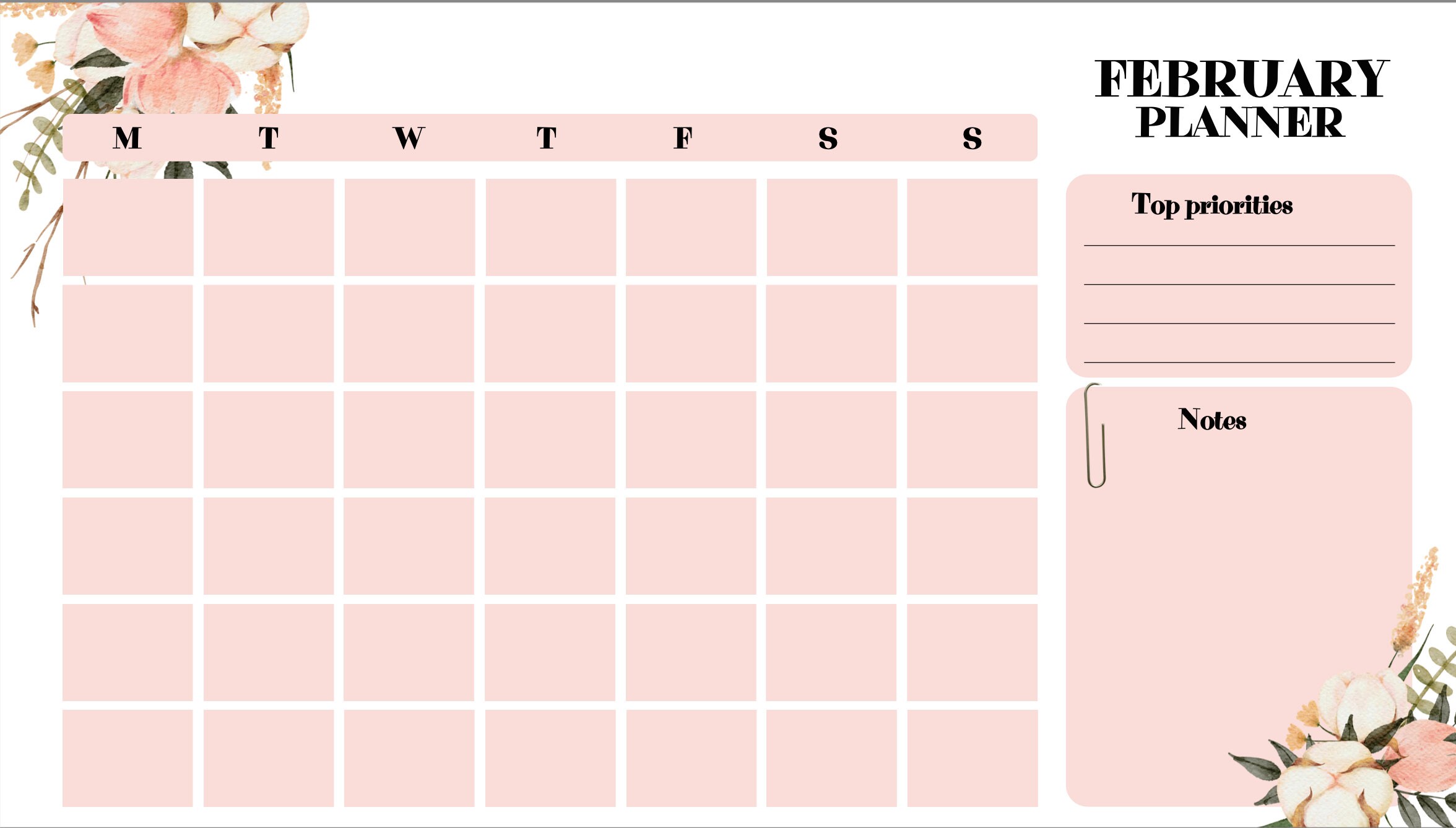 Printable Calendar flower Theme - Etsy