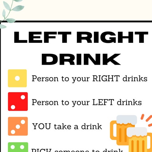 Left Right Drink Party Game Drunk Dice Game Drinking Games - Etsy