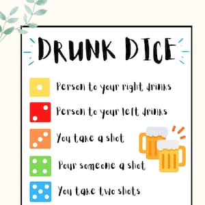 Drunk Dice & Drunk Rules Bundle Printable Party Games Virtual Drinking ...