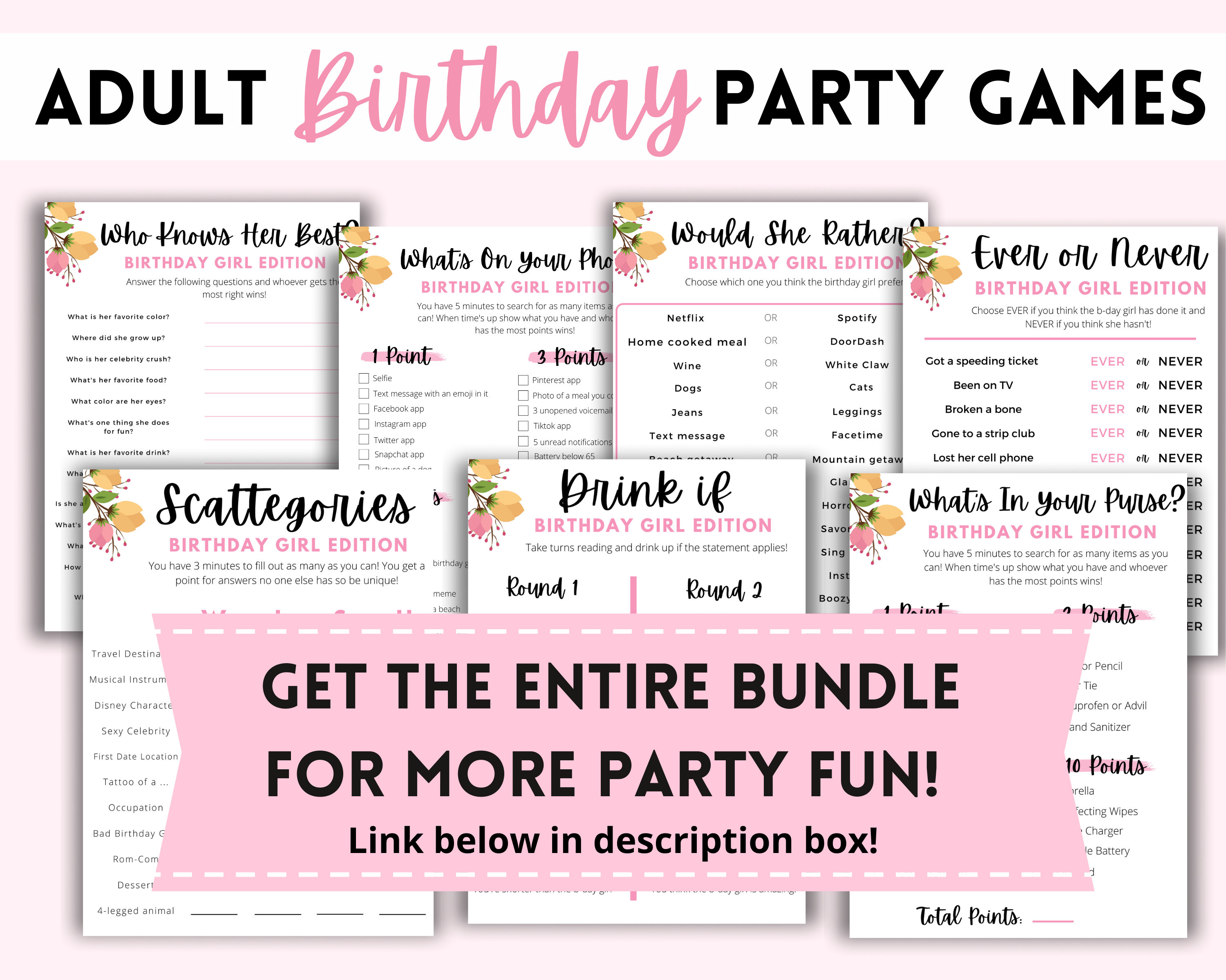 Adult Birthday Games What's on Your Phone Game Adult | Etsy