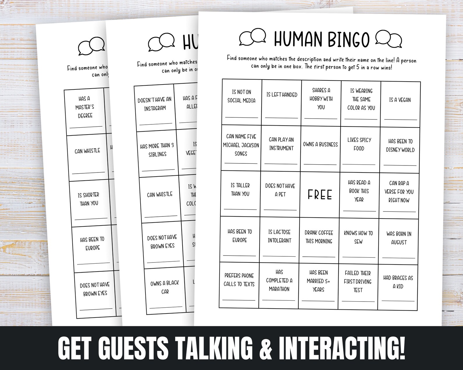 Human Bingo. Icebreaker Bingo Party Starter Games Icebreaker - Etsy