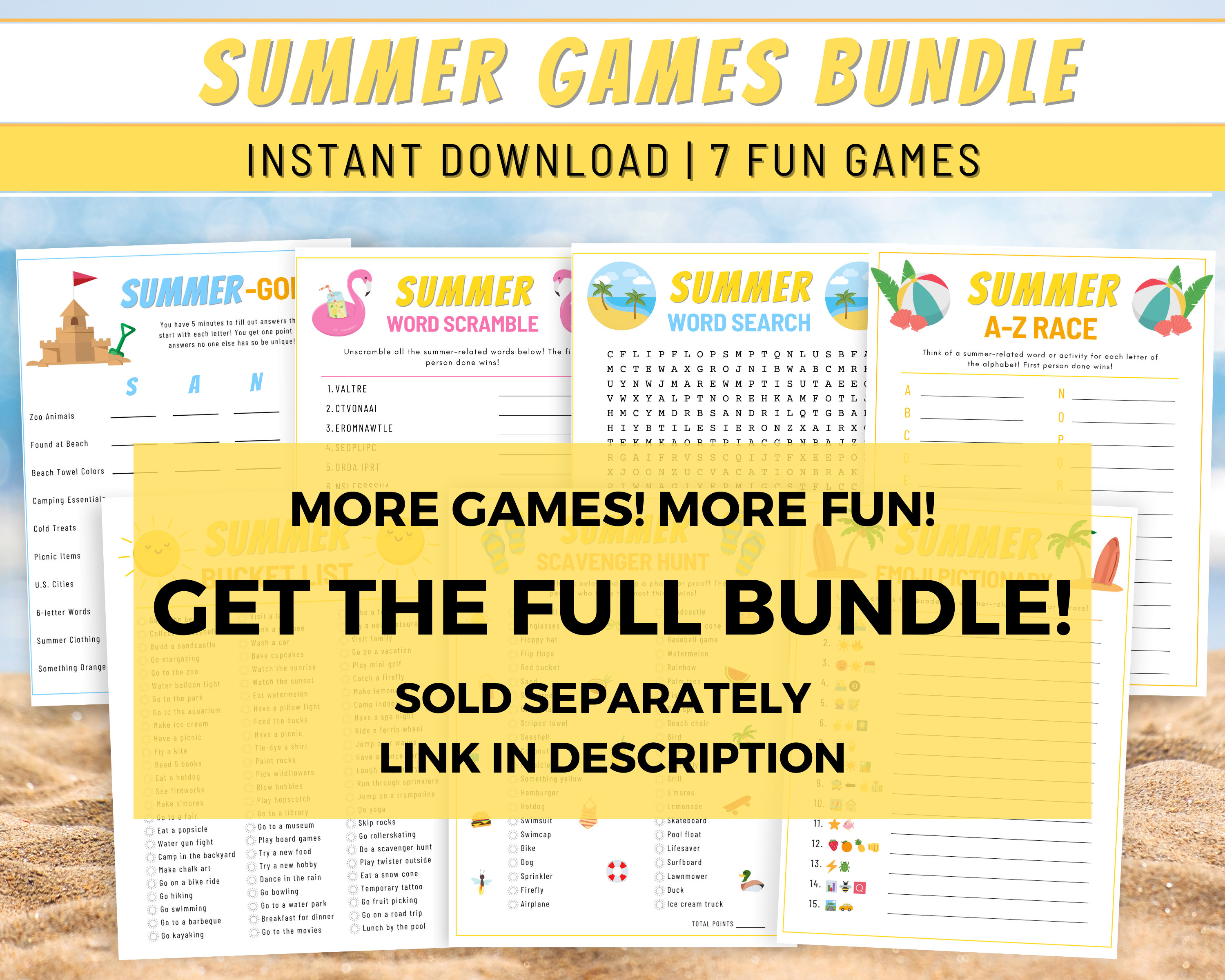 Summer Word Scramble Printable Summer Summer Games Summer - Etsy
