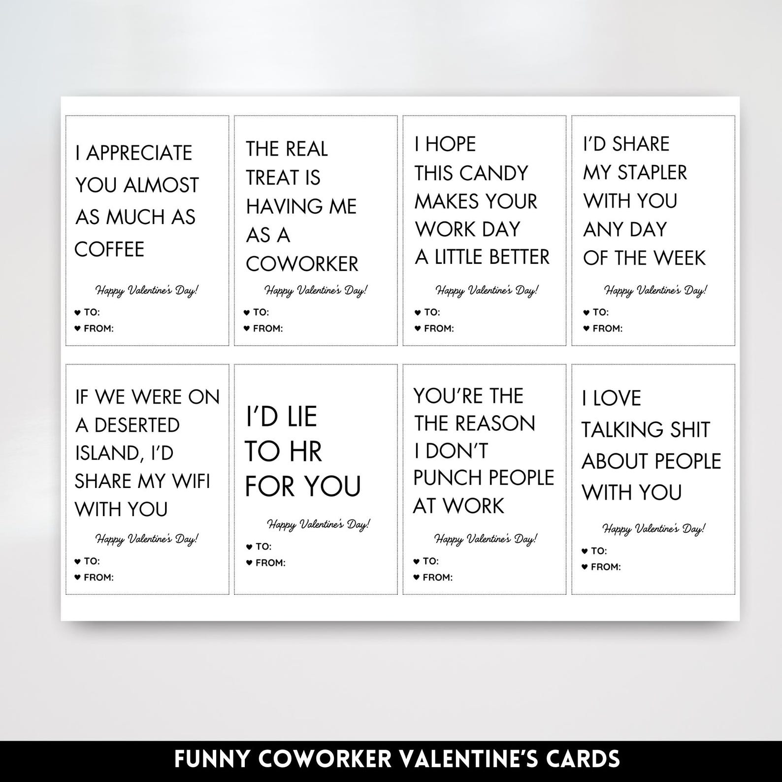 Funny Coworker Valentine Cards, Funny Workplace Valentine Cards, Office ...