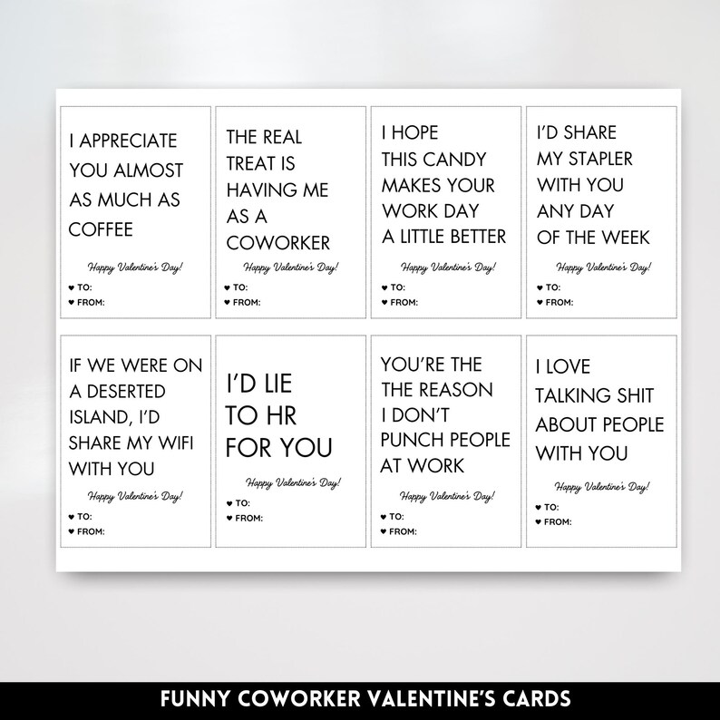 Funny Coworker Valentine Cards, Funny Workplace Valentine Cards, Office ...