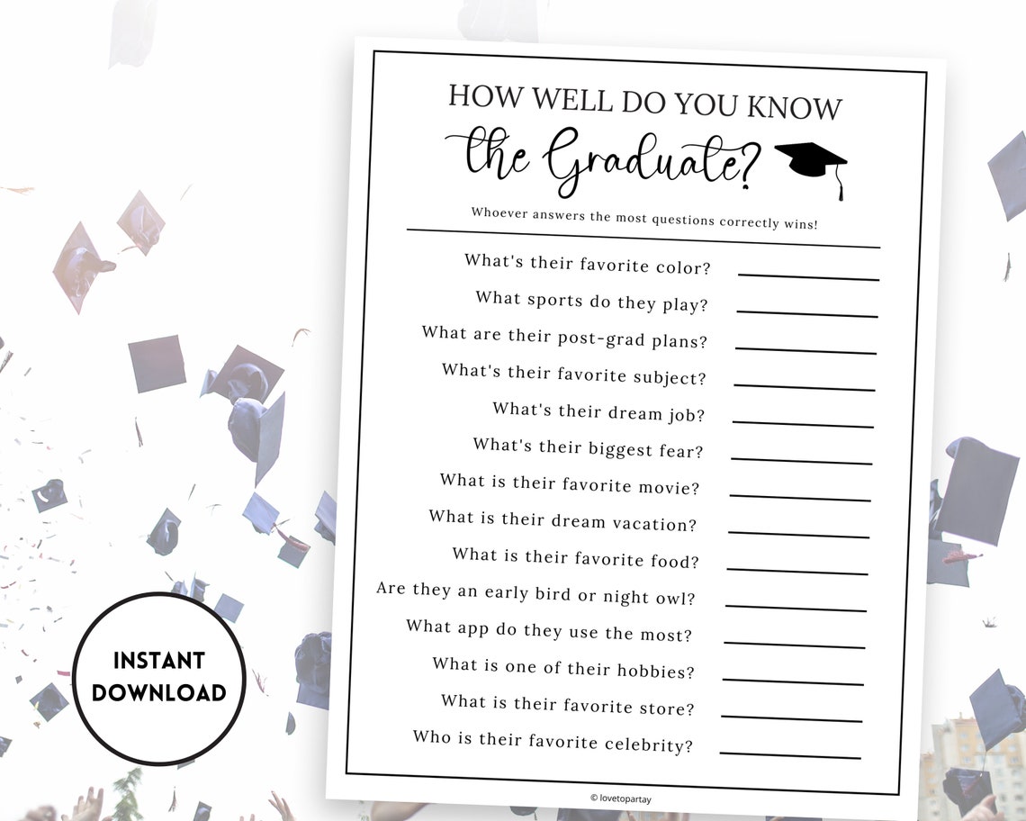 Graduation Game Graduation Party Game High School Graduation | Etsy