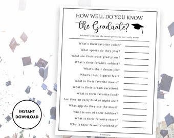 Graduation Game Who Knows the Graduate Best Graduation Game, Printable ...