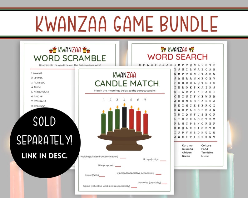 Kwanzaa Game Kwanzaa Word Scramble Printable Kwanzaa Games | Etsy