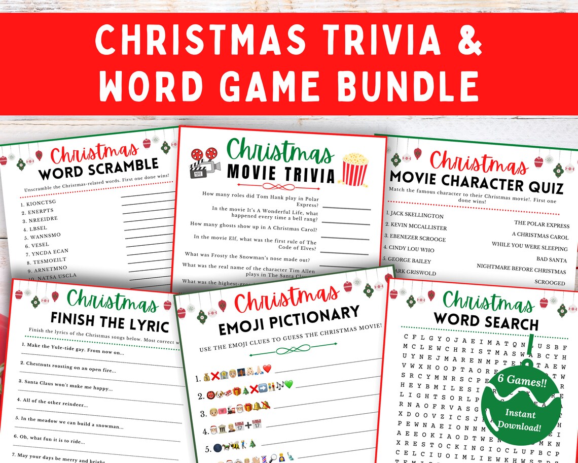 Christmas Trivia Game Bundle Christmas Party Games Christmas - Etsy