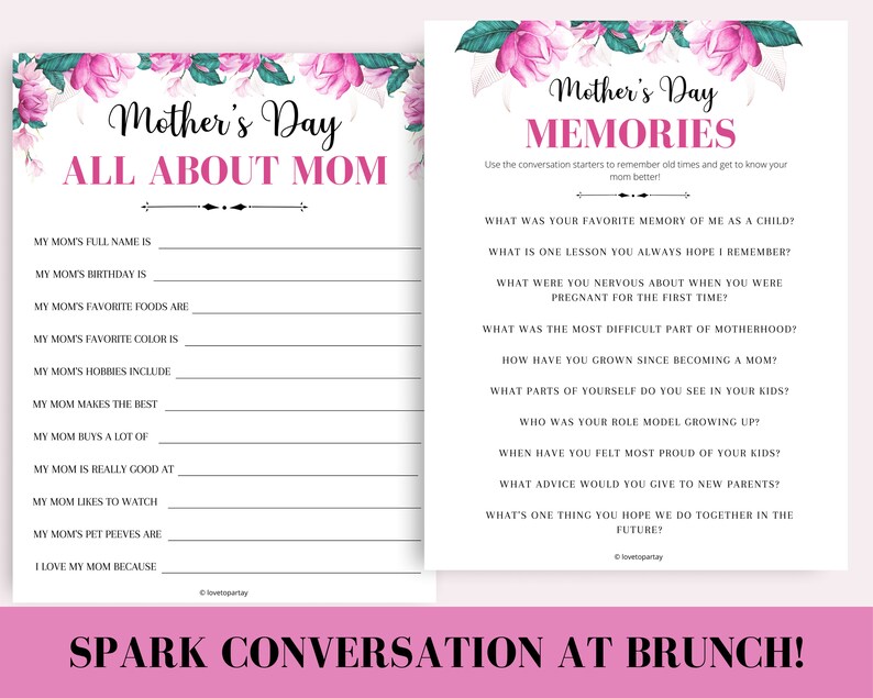 Mother's Day Games Mother's Day Party Games - Etsy