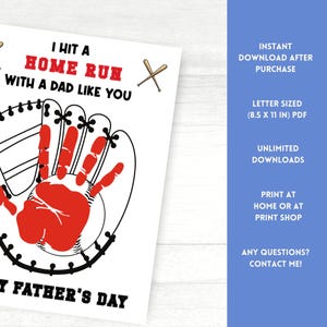 Baseball Father's Day Handprint Art Craft, DIY Keepsake Craft Baby ...