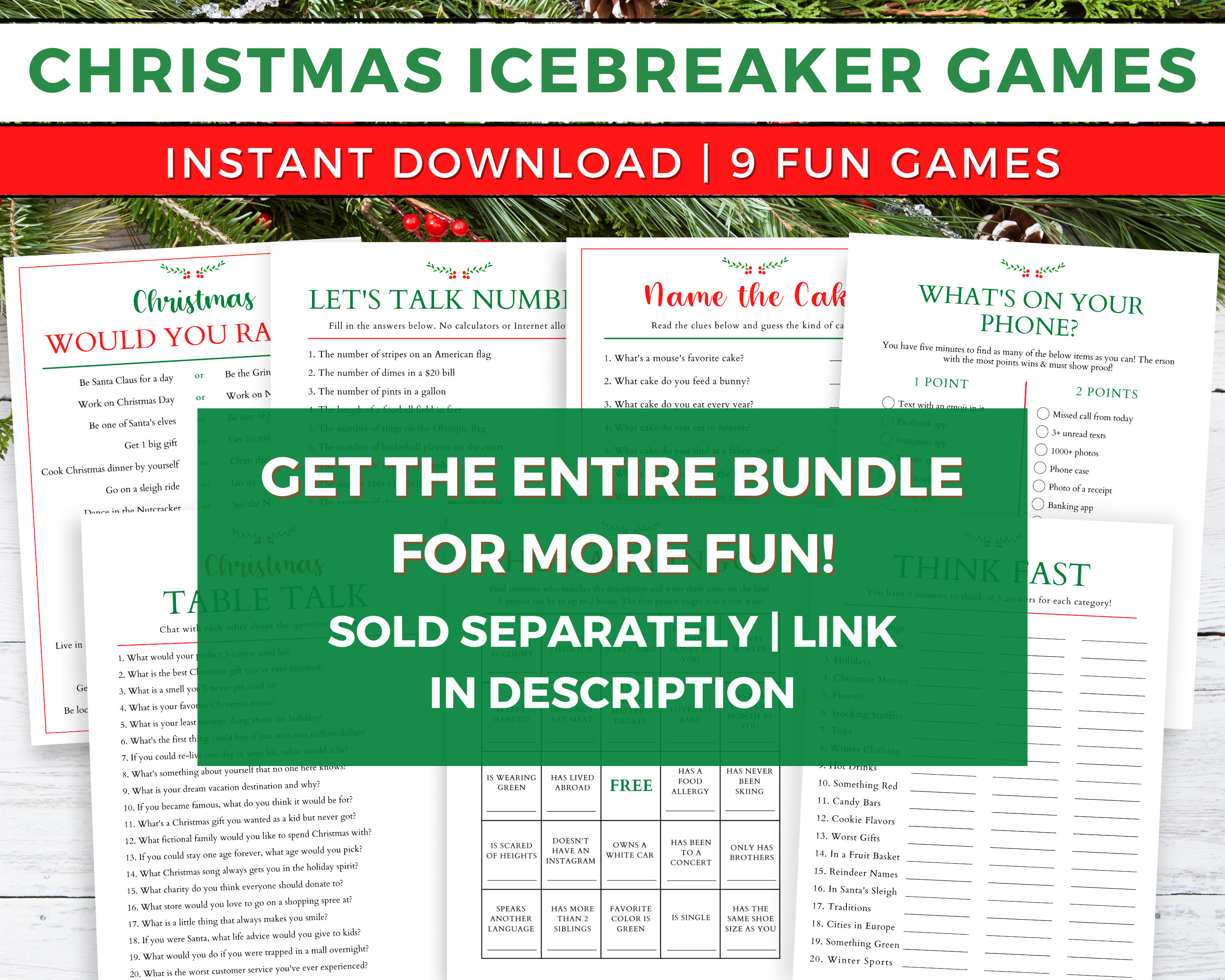 Holiday Party Game Christmas Printable Game Party Starter - Etsy