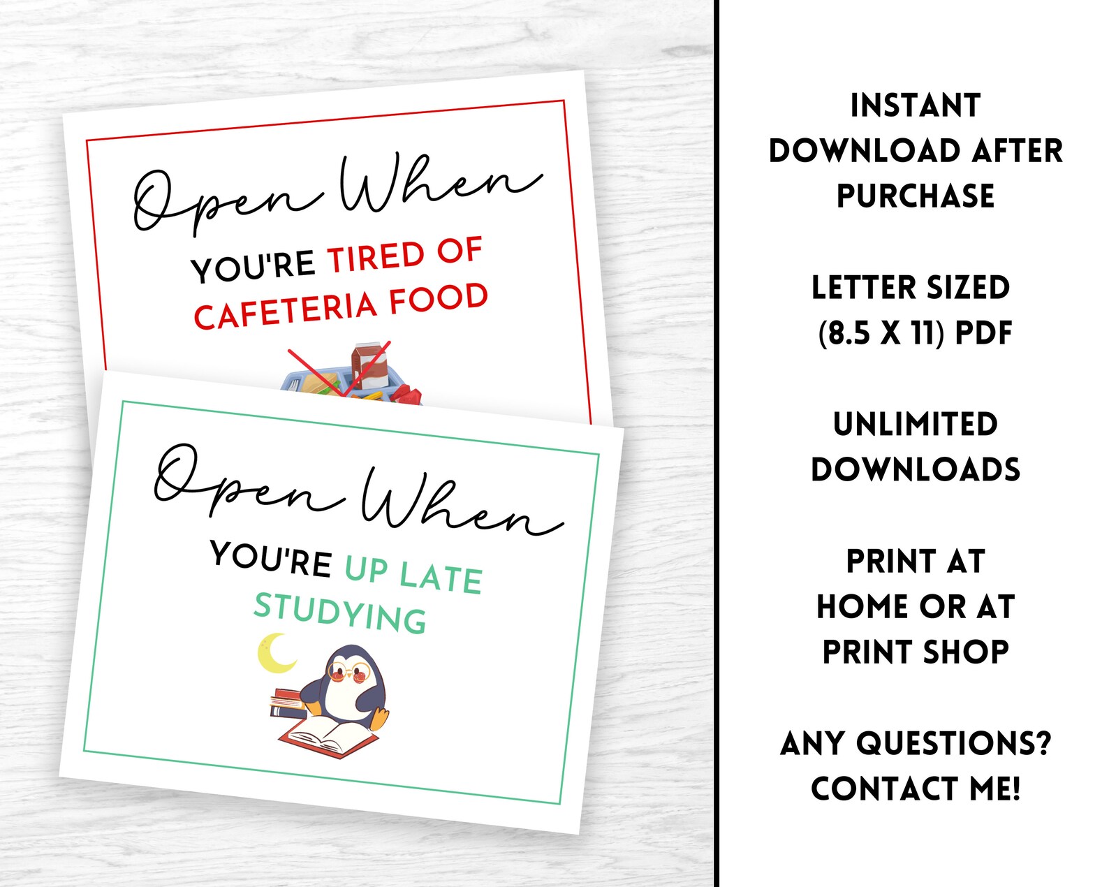 College Open When Cards: 66 Printable Labels (digital Download) - Etsy