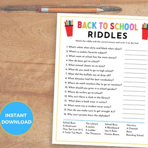 Back to School Riddles, Printable Back to School Game, First Week of ...