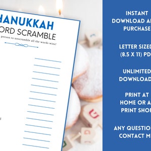 Hanukkah Party Game, Hanukkah Word Scramble, Printable Hanukkah Game ...