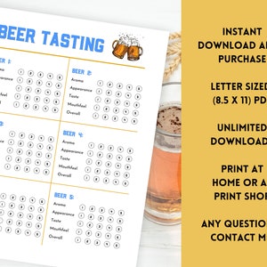 Beer Tasting Scorecard, Printable Beer Tasting Scorecard, Beer Tasting ...