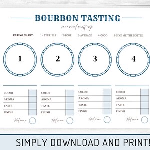 Bourbon Tasting Placemat, Bourbon Flight Tasting, Printable Bourbon ...