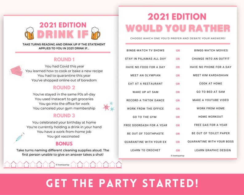 2021 Edition Party Games Quarantine Adult Birthday Games Etsy