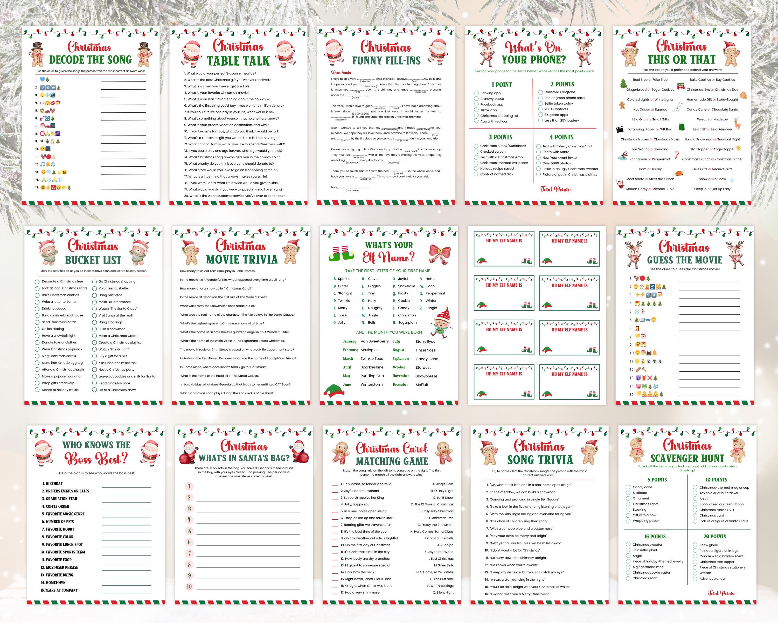 Christmas Party Games Bundle, 60 Christmas Family Games, Christmas ...