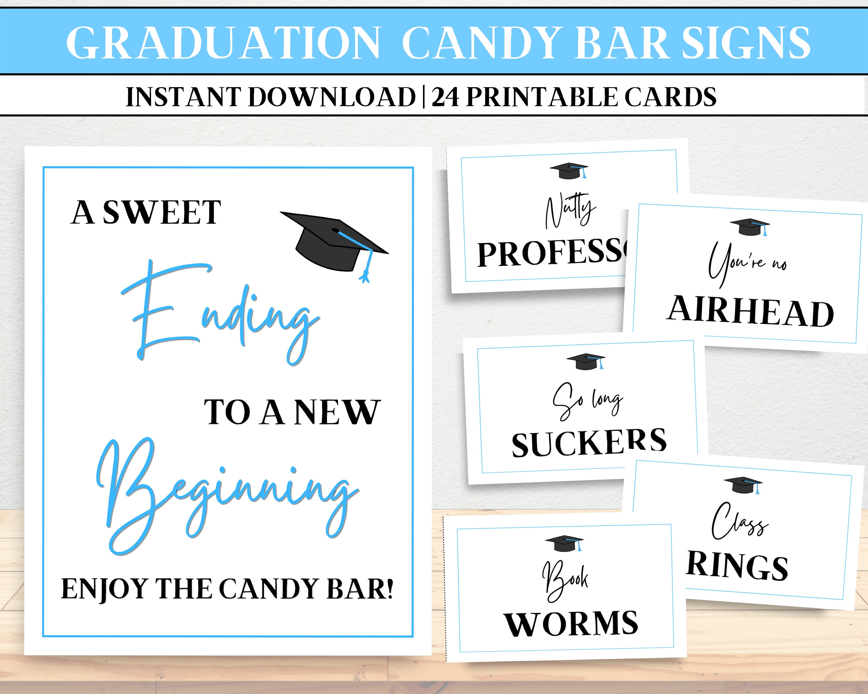 Blue Graduation Candy Bar Signs Graduation Candy Buffet Sign | Etsy
