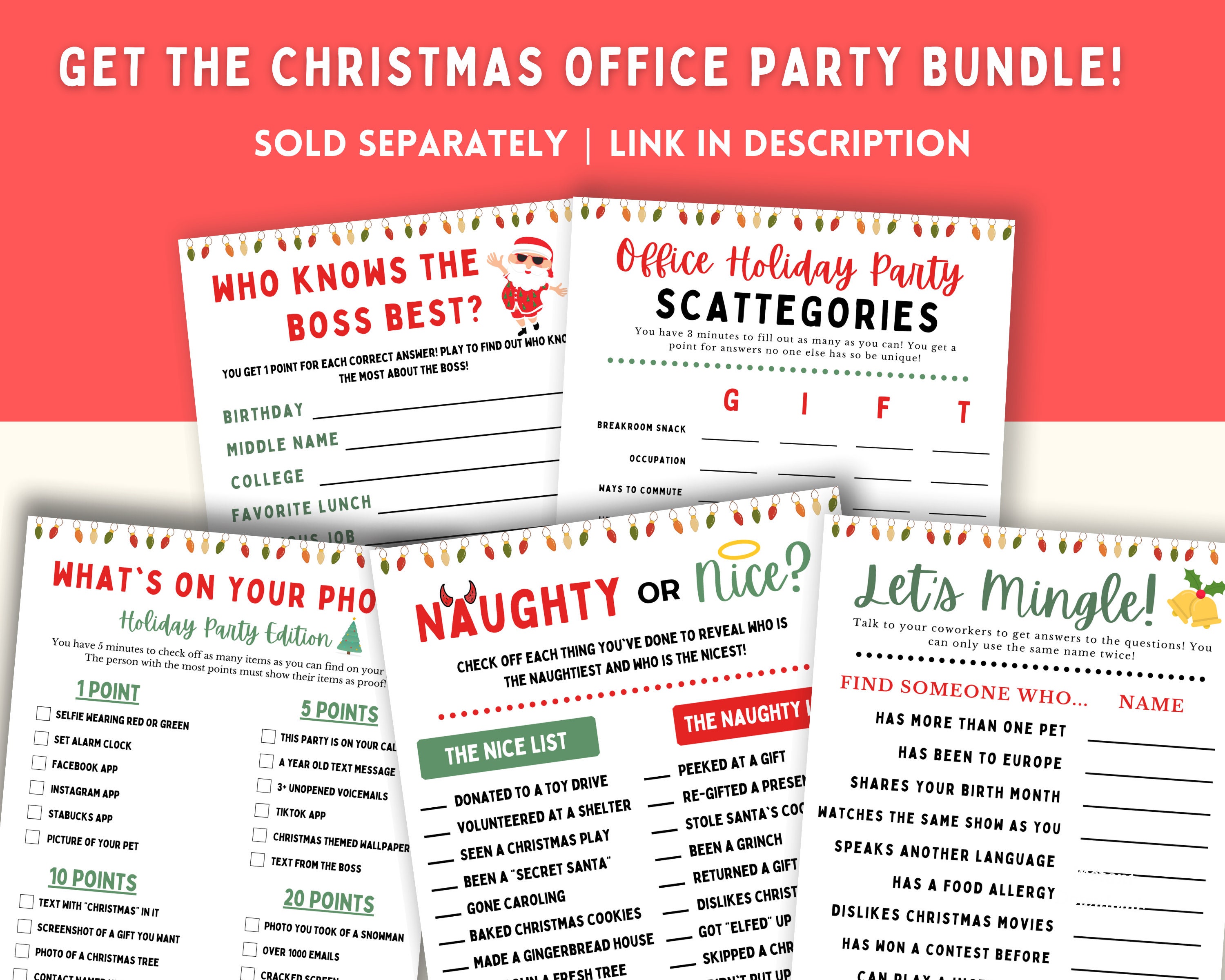 Office Holiday Scavenger Hunt Office Christmas Party Games | Etsy Canada