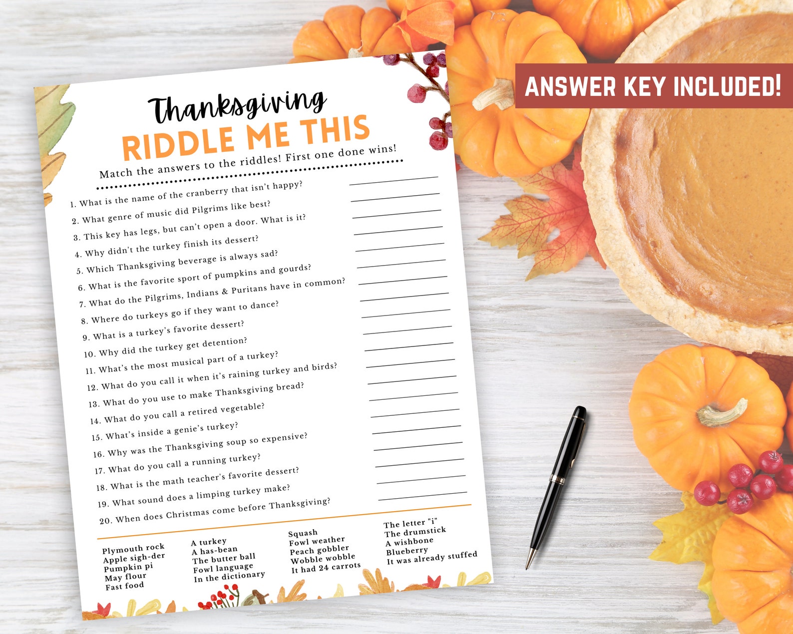 Thanksgiving Riddles Thanksgiving Games Printable Funny - Etsy
