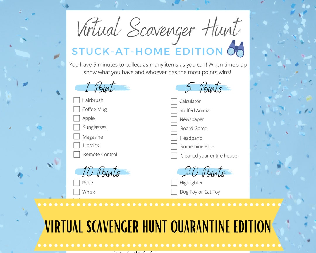 Virtual Scavenger Hunt Quarantine Edition Game for Adults Quarantine ...
