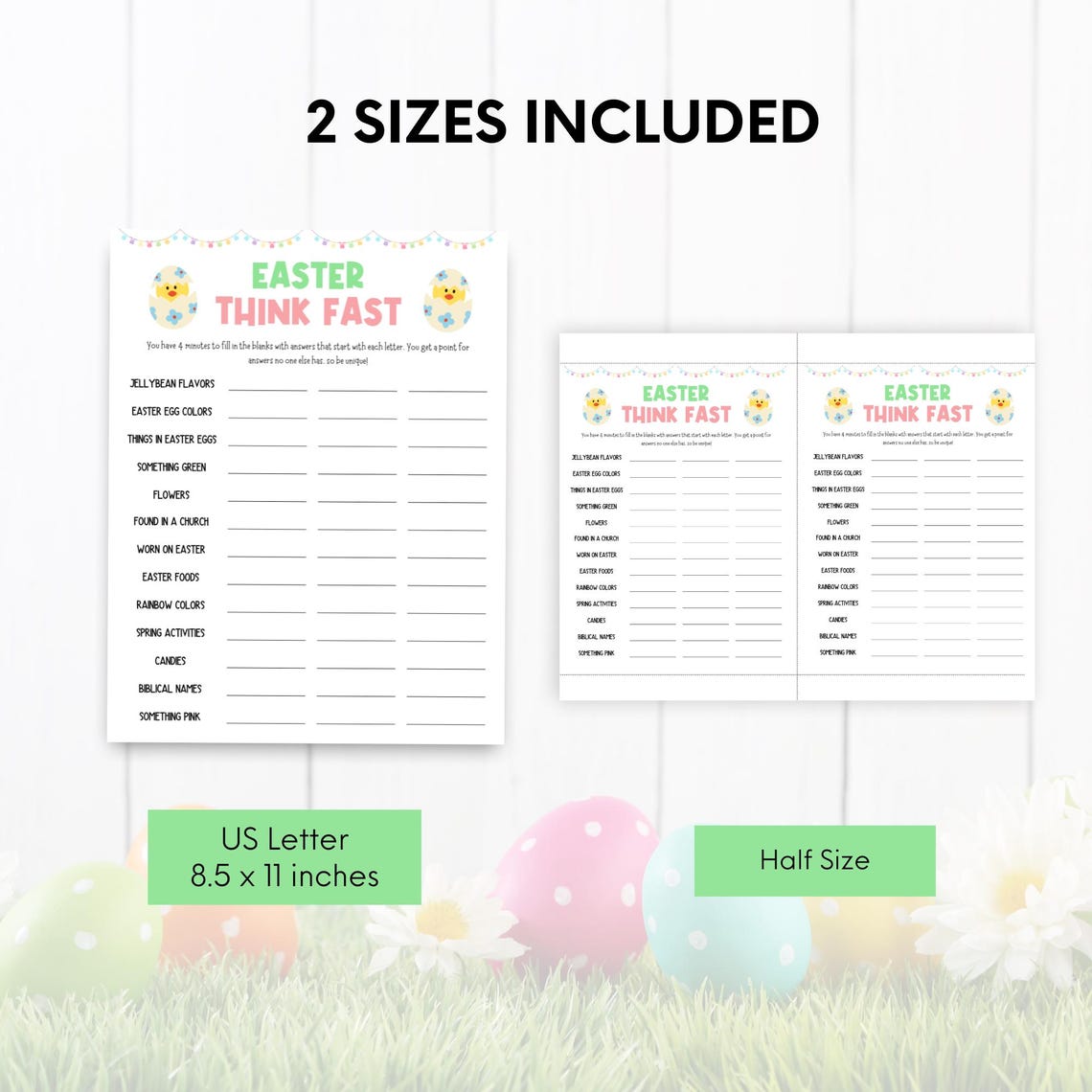 Easter Think Fast, Printable Easter Game, Easter Activity for Kids and ...