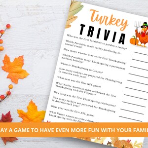 Thanksgiving Trivia, Thanksgiving Game, Adult Thanksgiving Game, Turkey ...
