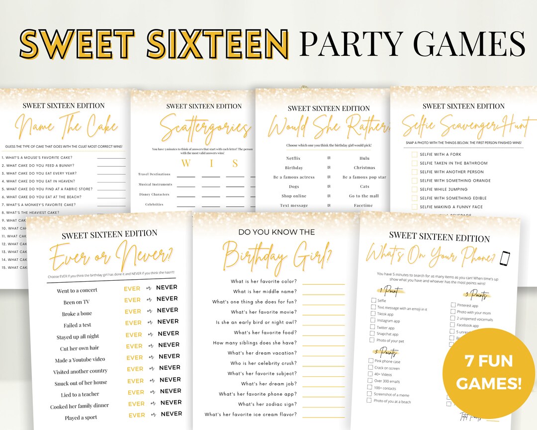 Sweet Sixteen Games, 16th Birthday Games, 16th Birthday Party, Sweet 16 ...