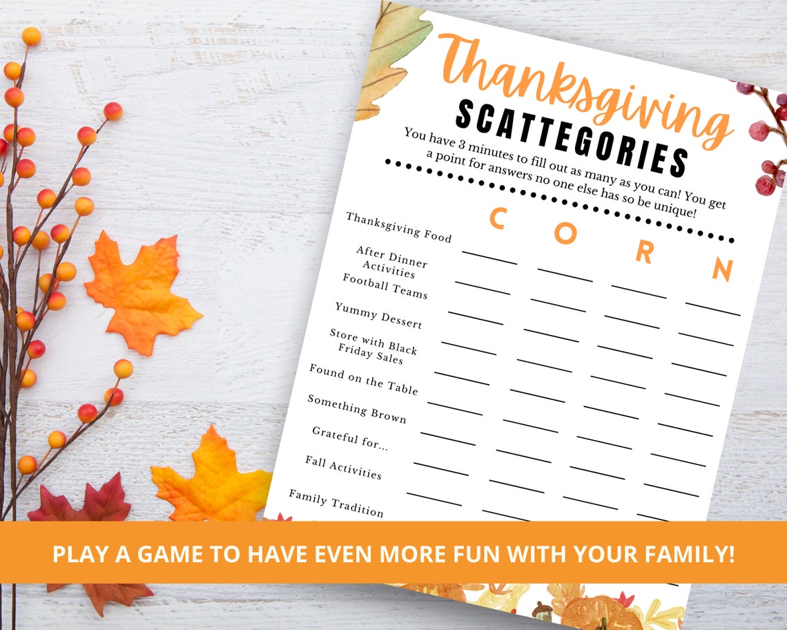 Thanksgiving Game Printable, Thanksgiving Scattegories, Thanksgiving ...