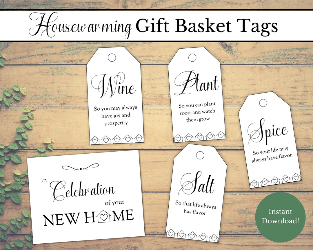 Housewarming Gift Basket Tags, Housewarming Gift Tags, New Home Tags ...