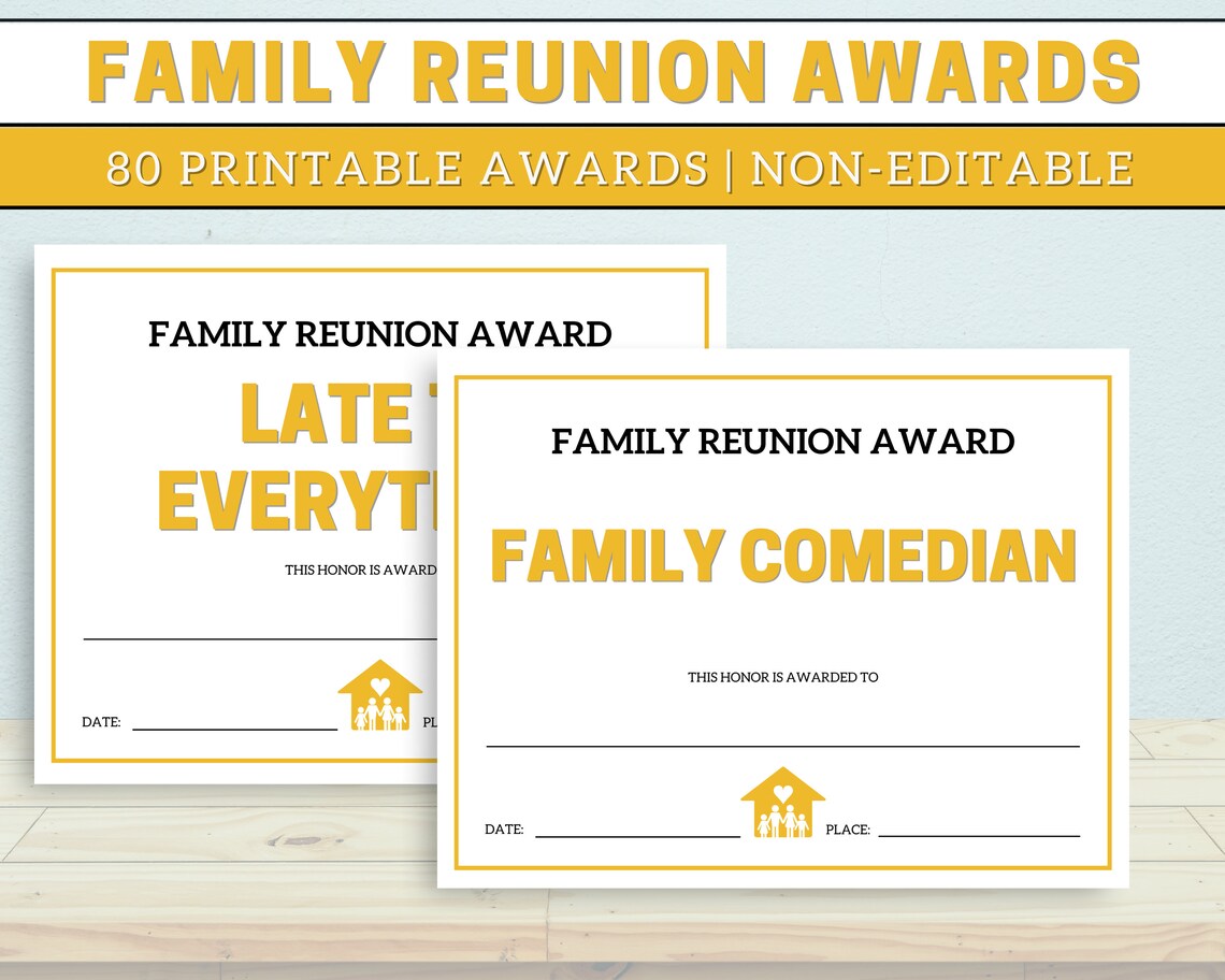 Family Reunion Awards, Family Reunion Certificates, Funny Family ...
