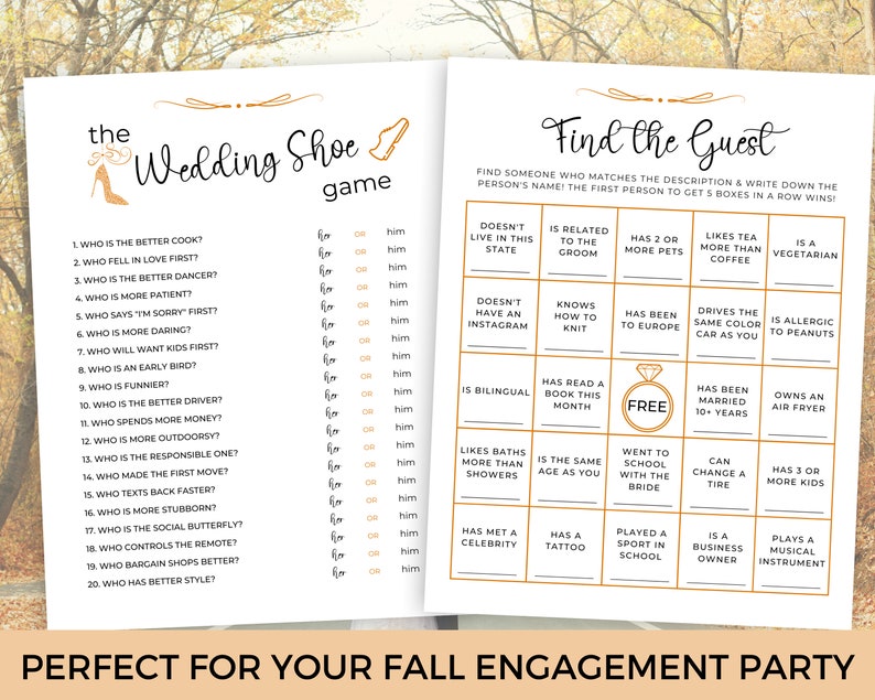 Engagement Party Games Bundle Engagement Party Games Fall - Etsy