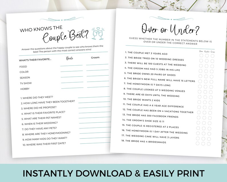 Couples Shower Games Bundle Couple's Shower Games Bride - Etsy