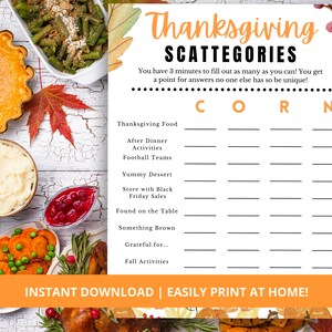 Thanksgiving Game Printable, Thanksgiving Scattegories, Thanksgiving ...