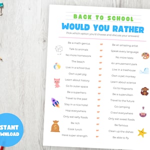 School Would You Rather Game for Kids, Classroom Icebreaker Game ...