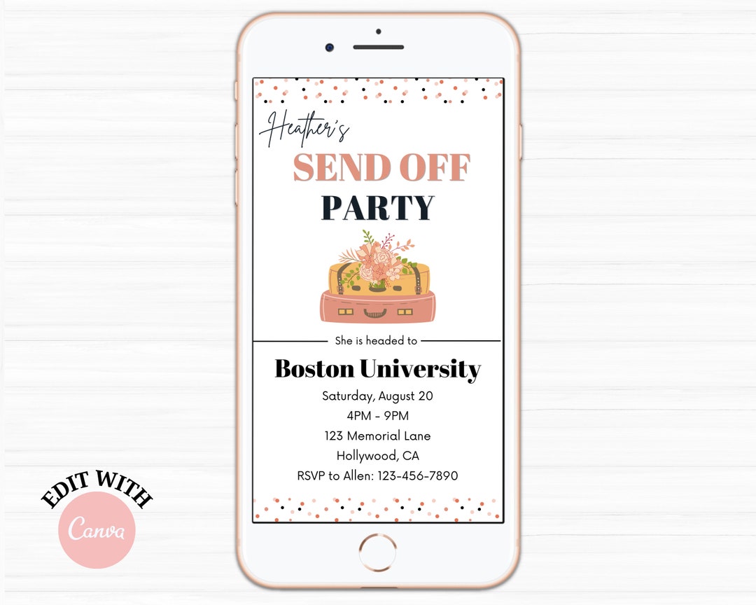 College Going Away Party Invitation, Going Away Party Invite, College ...