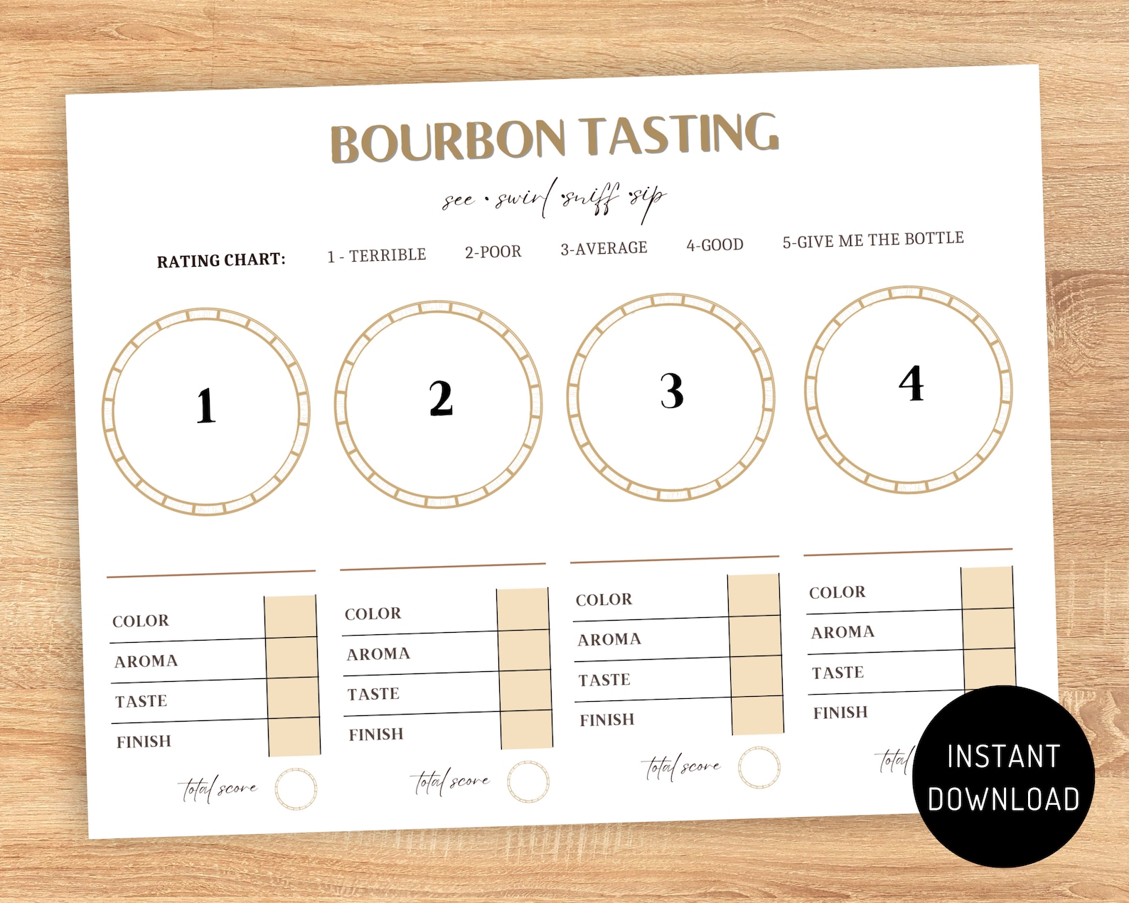 Bourbon Tasting Placemat, Bourbon Flight Tasting, Printable Bourbon ...