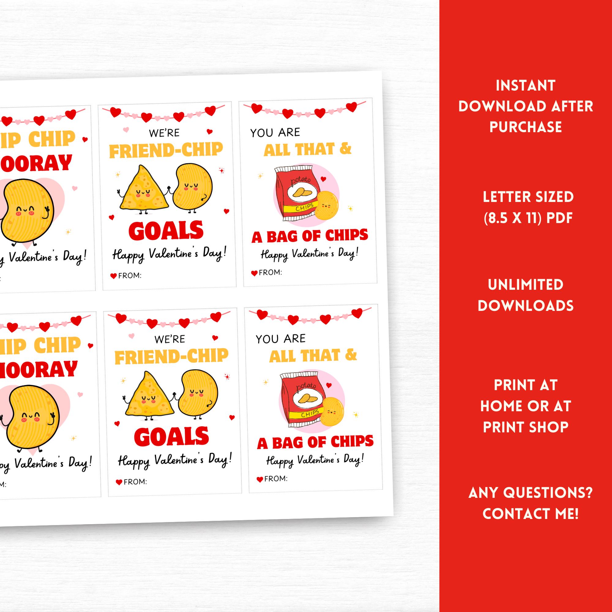 Potato Chips Valentine Cards, Classroom Valentine's Day Cards, Class ...