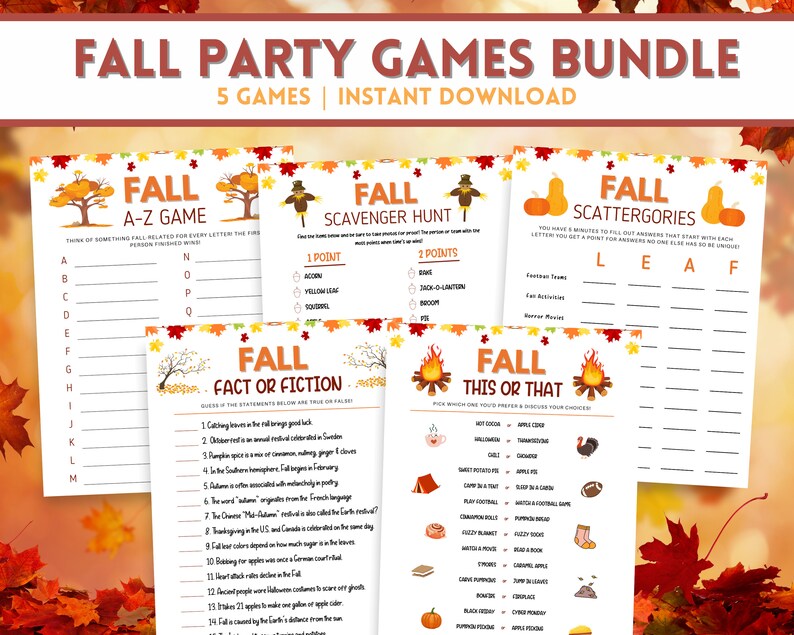 Fall Scattergories Fall Themed Games Fun Games for Kids and | Etsy