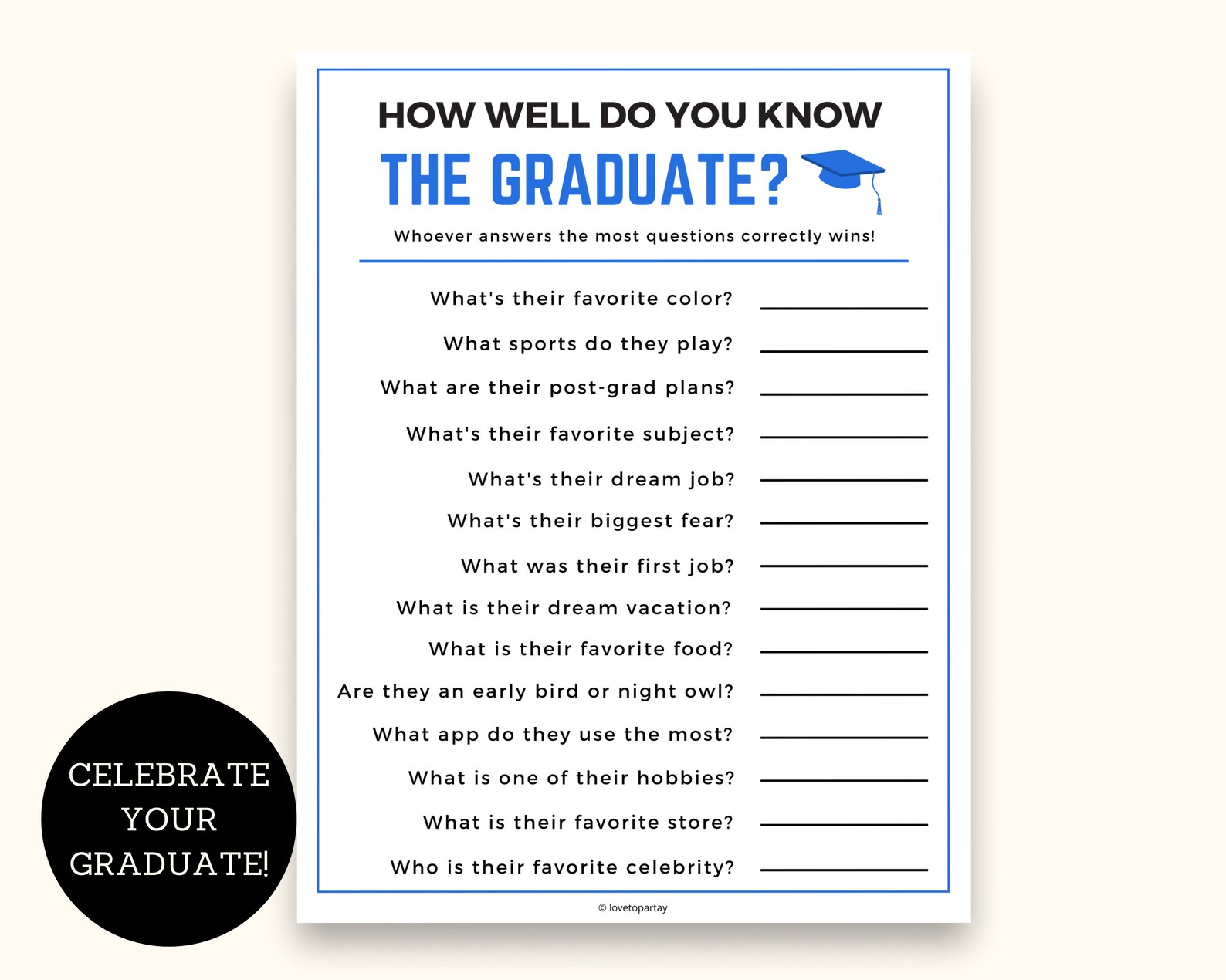 How Well Do You Know the Graduate Game Graduation Party Game - Etsy