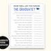 How Well Do You Know the Graduate Game, Graduation Party Game ...
