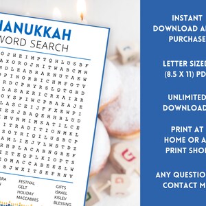 Hanukkah Word Search, Printable Hanukkah Game, Hanukkah Party Game ...