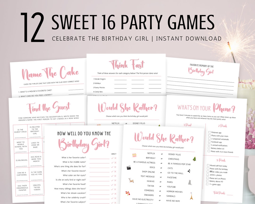 Sweet 16 Birthday Party Games, Sweet 16 Birthday Games, Birthday Party ...