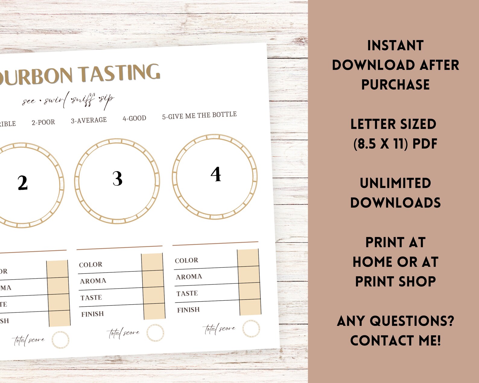 Bourbon Tasting Placemat, Bourbon Flight Tasting, Printable Bourbon ...